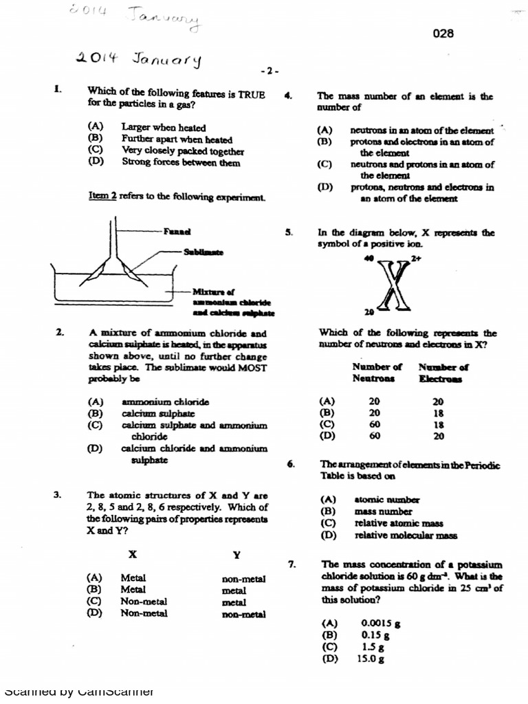 CSEC Chemistry Paper 1 January 2014 | PDF