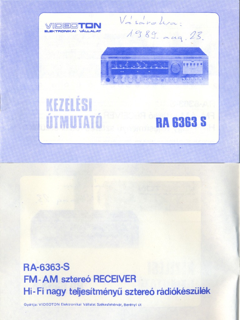 Videoton RA6363S - User Manual | PDF