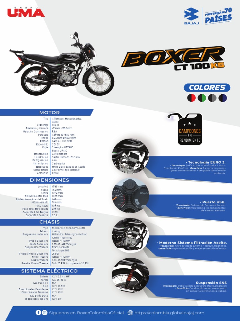 Brochure Boxer CT 100 KS | PDF | Motocicleta | Vehículos