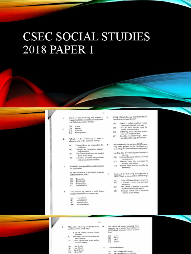 Csec Social Studies 2018 p1 | PDF