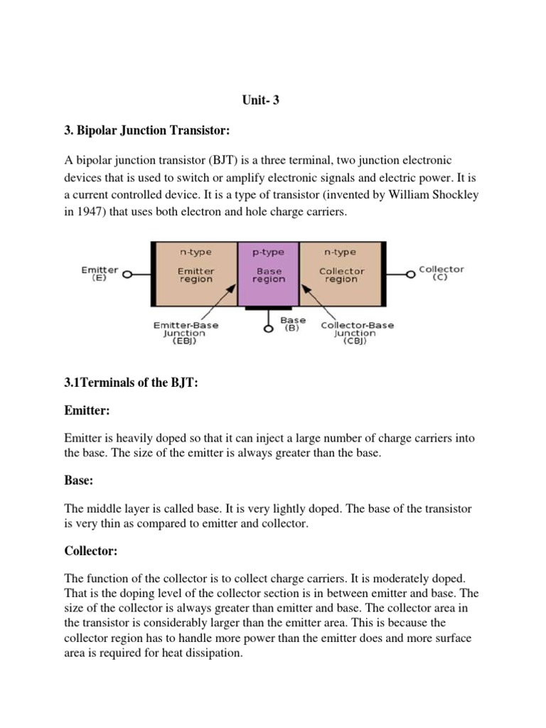 Unit-3 3. Bipolar Junction Transistor | Download Free PDF | Bipolar ...