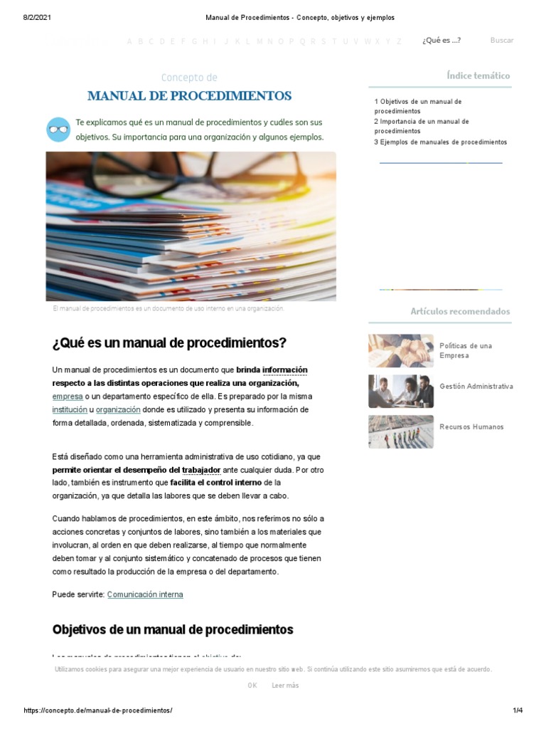 Manual de Procedimientos - Concepto, Objetivos y Ejemplos | PDF ...