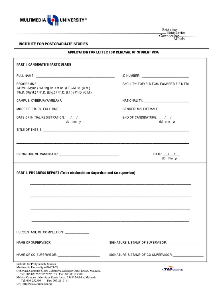 Application For Student Visa Renewal Letter | PDF | Vocational Education | Educational Stages