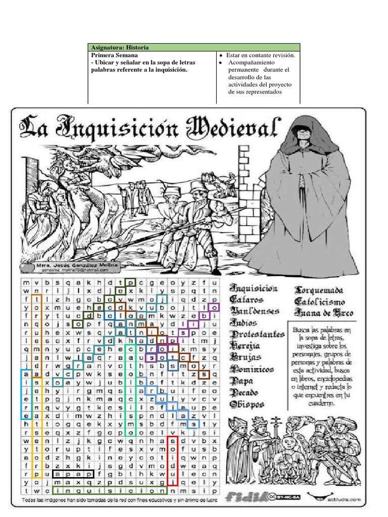 Crucigrama de 2do Historia - Inquisición | PDF