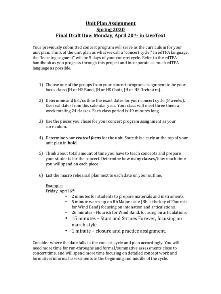 Unit Plan Assignment 2020 | PDF | Educational Assessment | Rubric ...