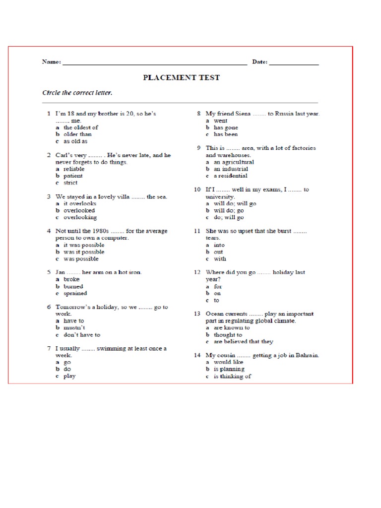Advanced Grammar Test | PDF