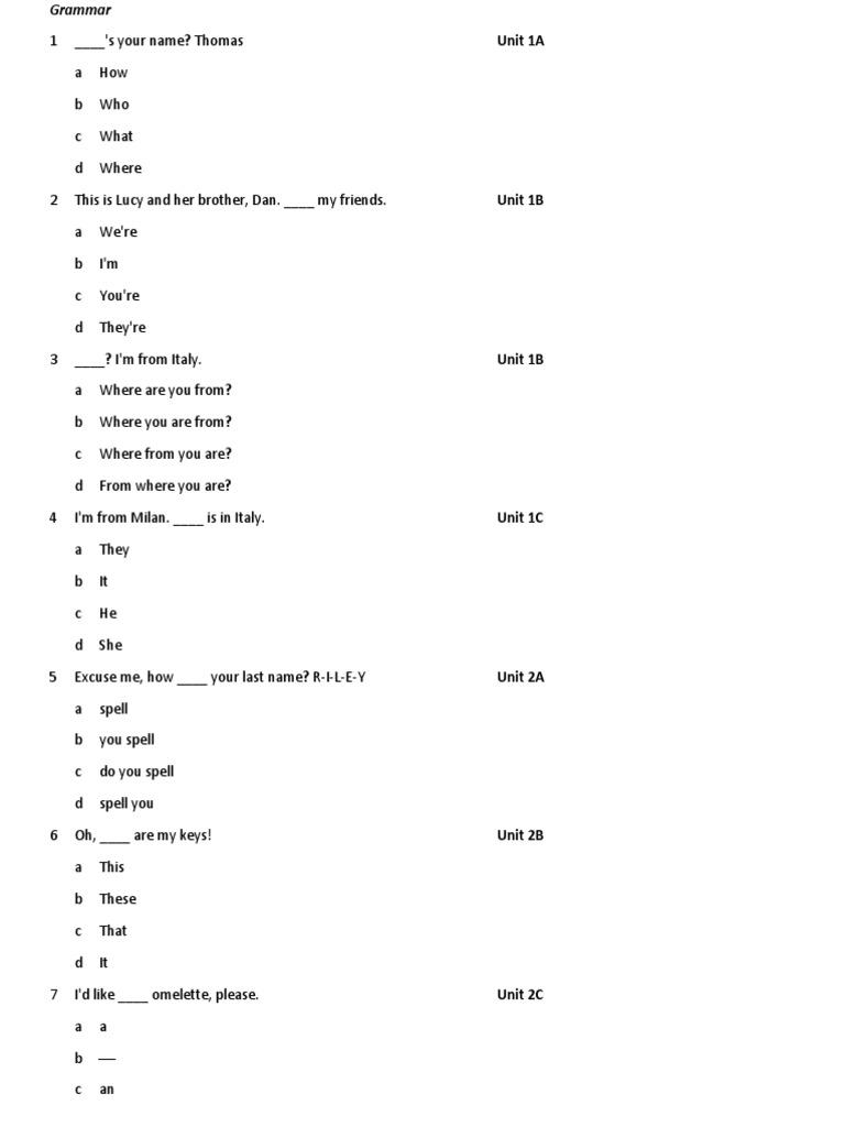 Basic Grammar Exercises | PDF | Restaurant And Catering