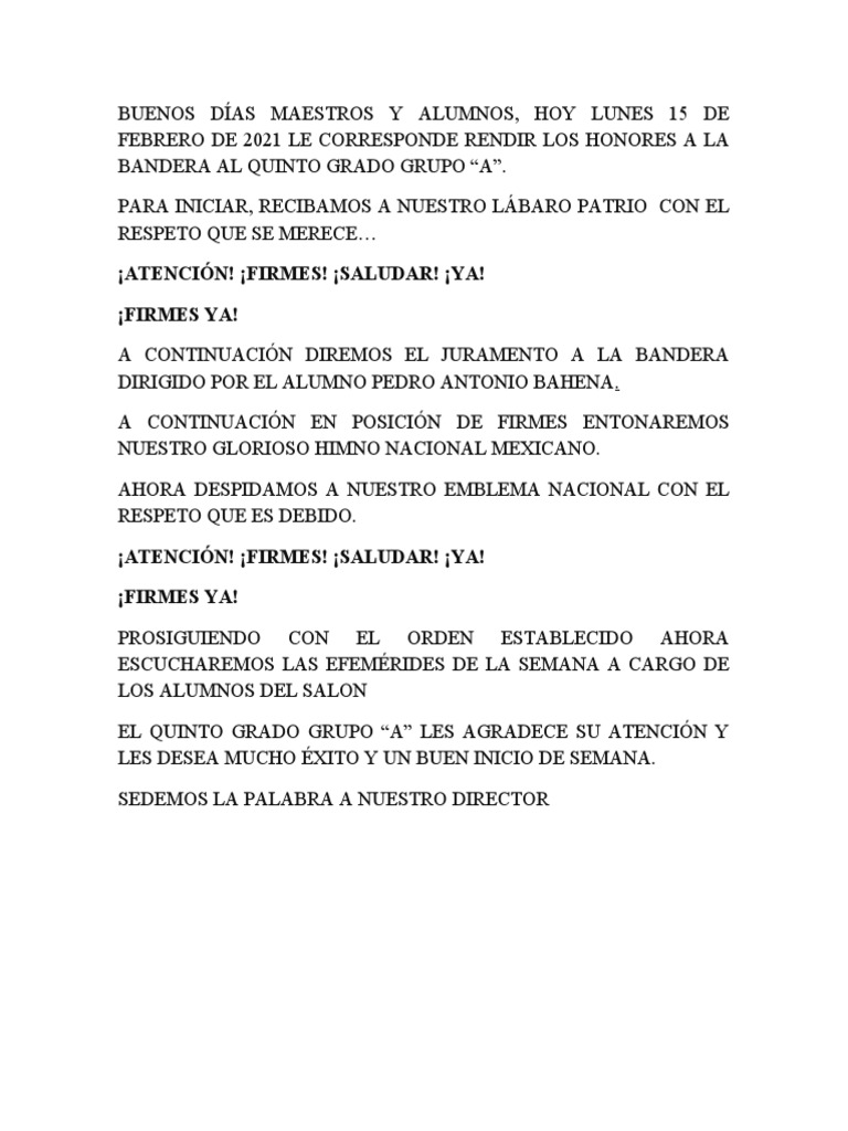 Honores A La Bandera Fernanda Zenaydin | PDF
