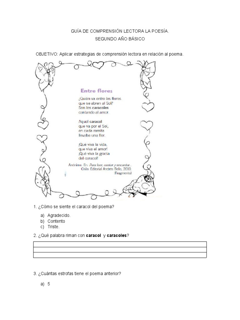 Guía de Comprensión Lectora La Poesía | PDF