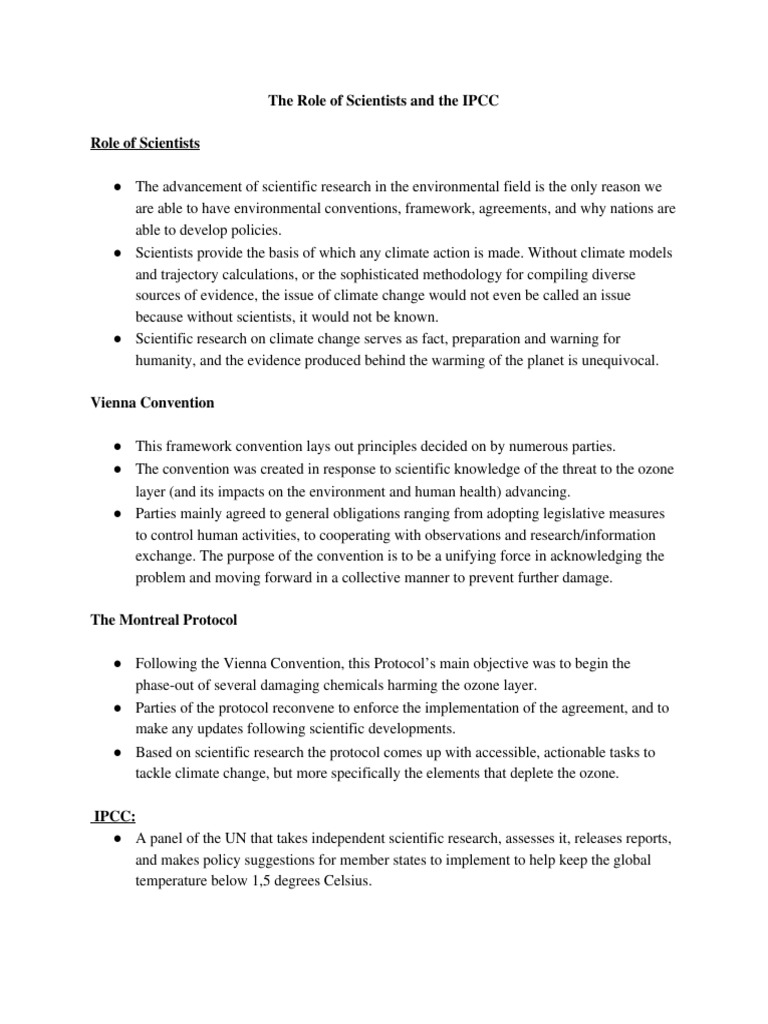 Role of IPCC - Scientist Handout | PDF | Climate Change ...
