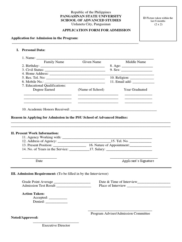 Application For Admission | PDF | Career & Growth | Business