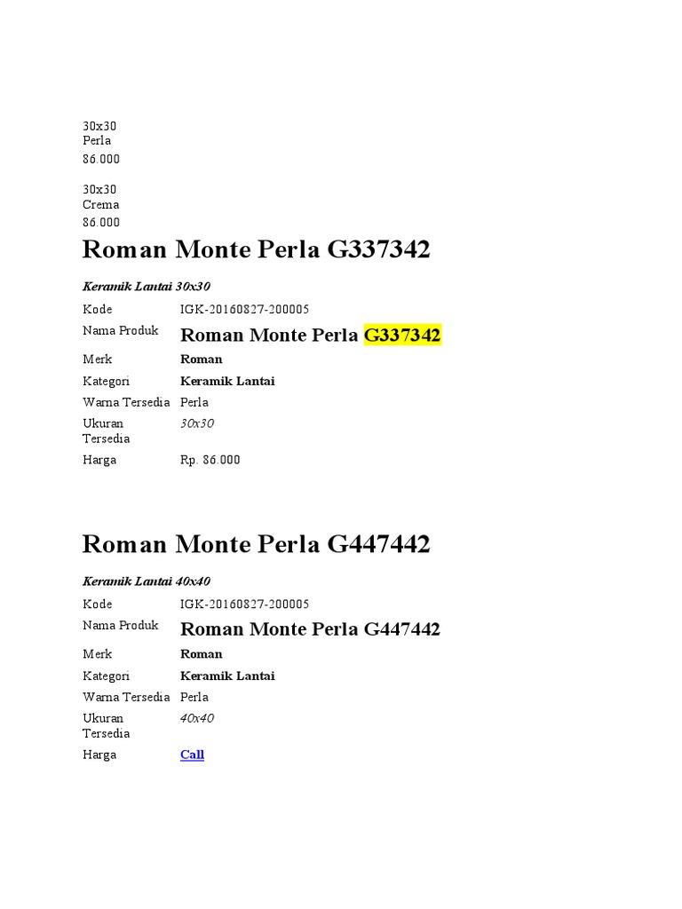 Roman Monte Perla G337342 | PDF