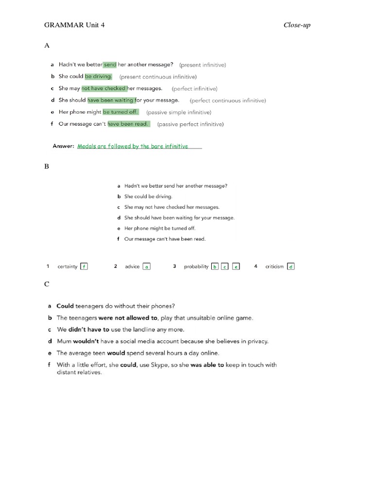Grammar Unit 4 Overview | PDF