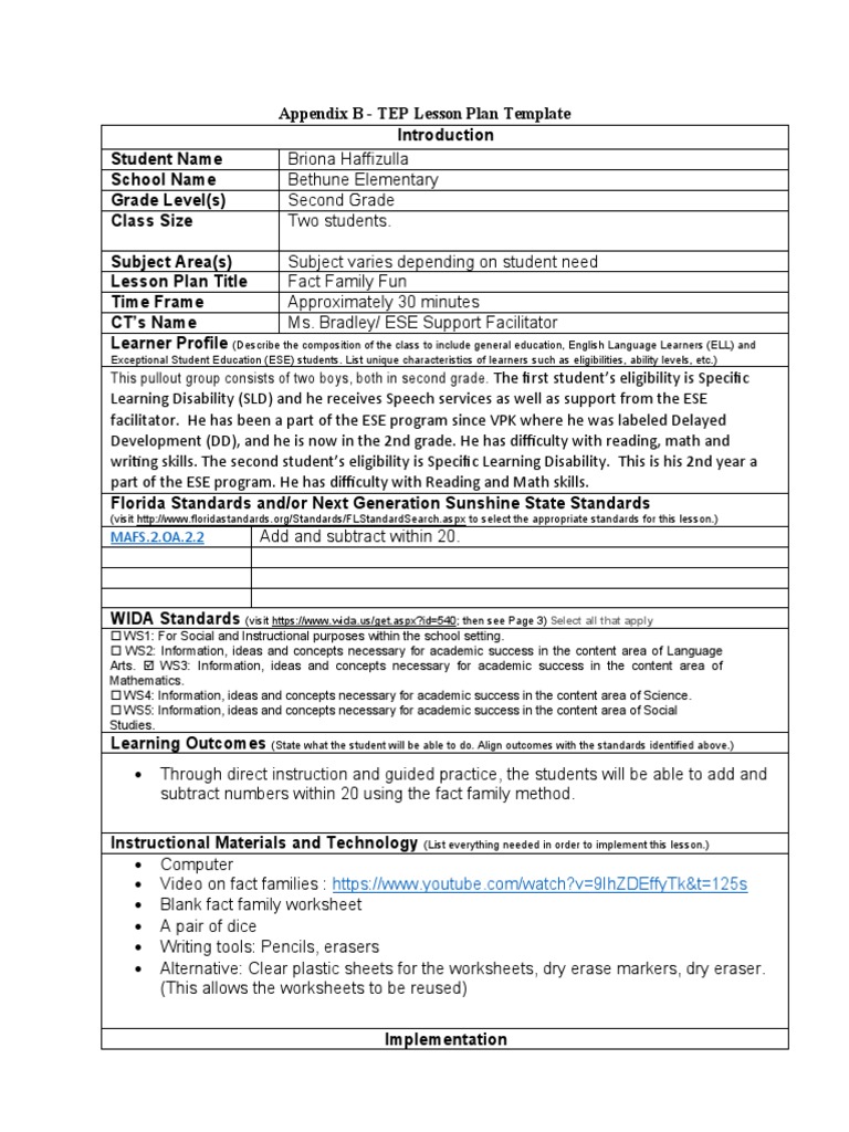 Ese Lesson Plan | PDF | Teaching | Cognition