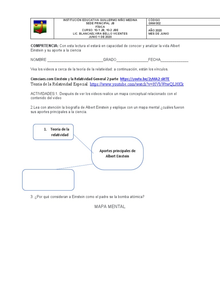 2020.taller - Lectura - Albert Einstein. 10 | PDF | Albert Einstein ...