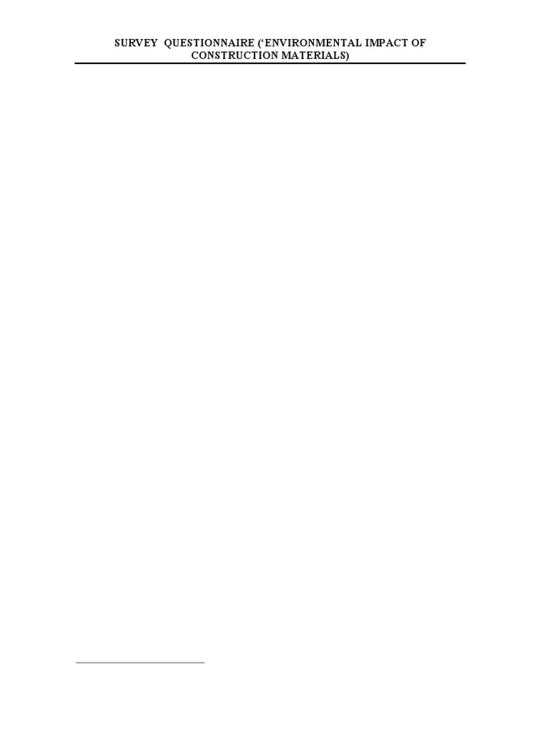 Survey Questionnaire ( Environmental Impact of Construction Materials ...