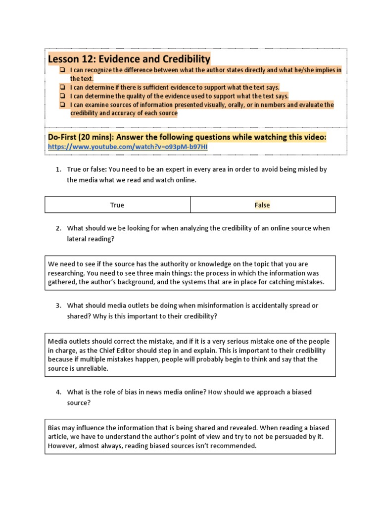12 Evidence Credibility and Sources | PDF | Credibility | Bias