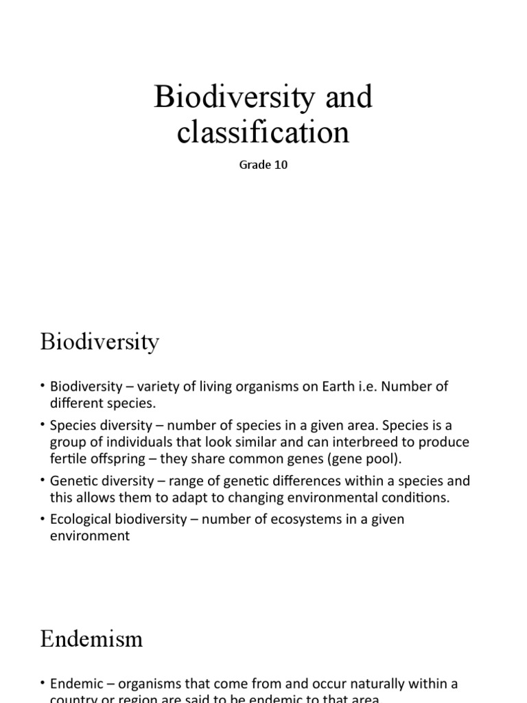 Biodiversity and Classification: Grade 10 | PDF | Biodiversity | Taxa