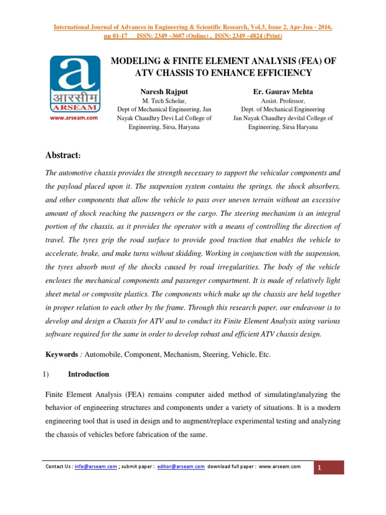 FEA of ATV Chassis for Enhanced Design | PDF | Finite Element Method ...