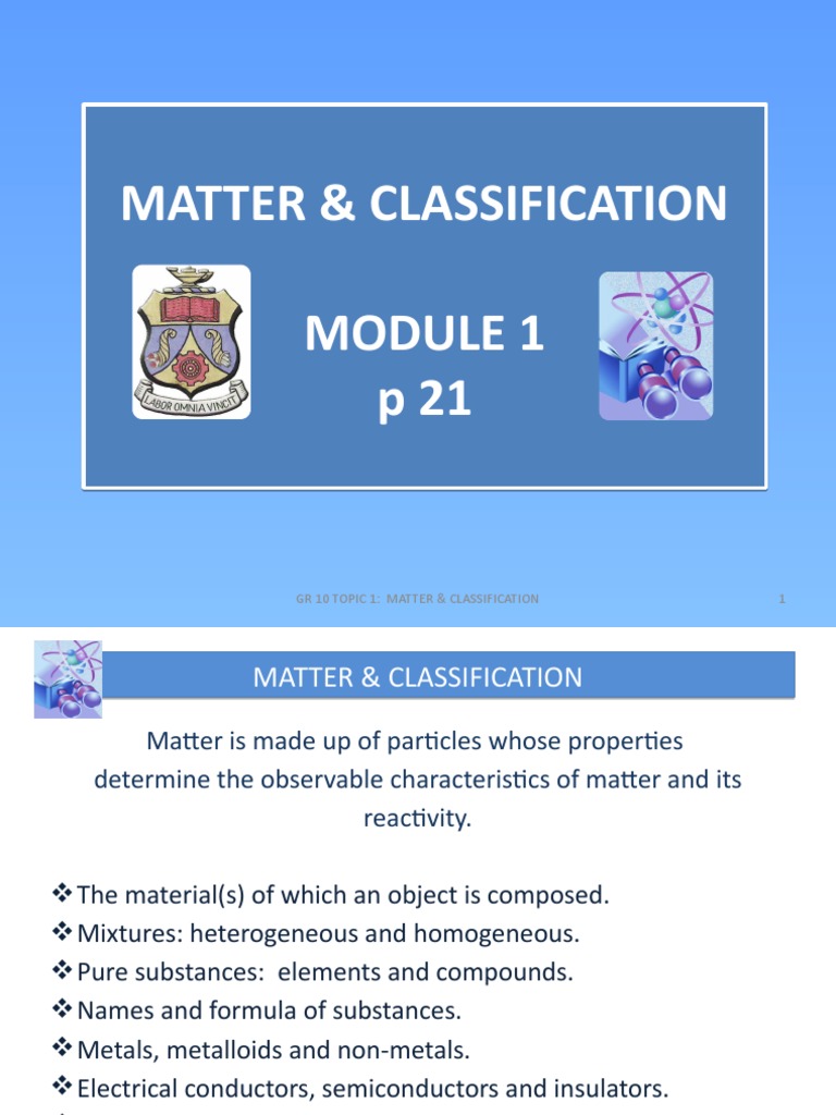 Grade 10 Matter & Classification | PDF | Mixture | Chromatography