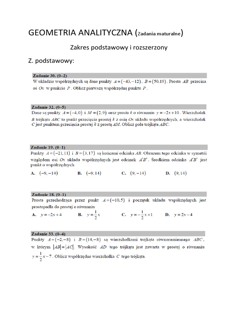 Geometria Analityczna - Zakres Podst I Rozsz | PDF