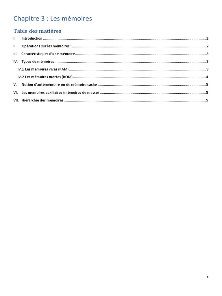 Exemples de mémoires vives (RAM) | PDF | Mémoire vive | Cache ...