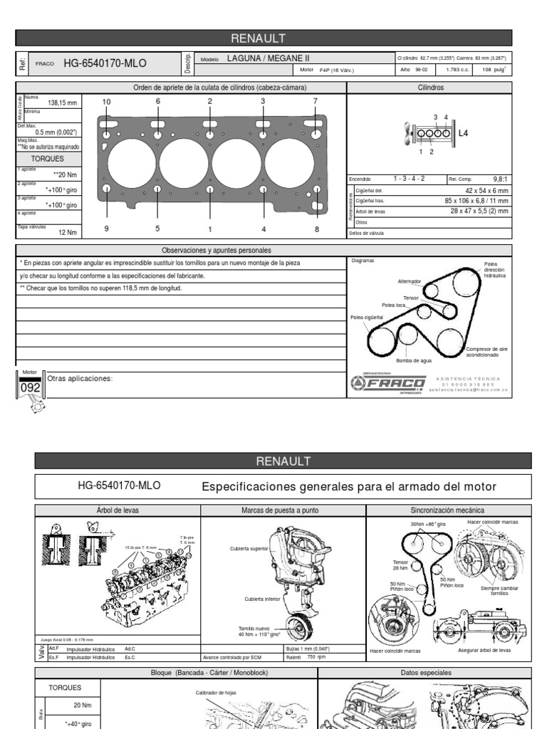 Medidas Torque Motor f4r | PDF | Partes de vehículo | Tecnología de ...