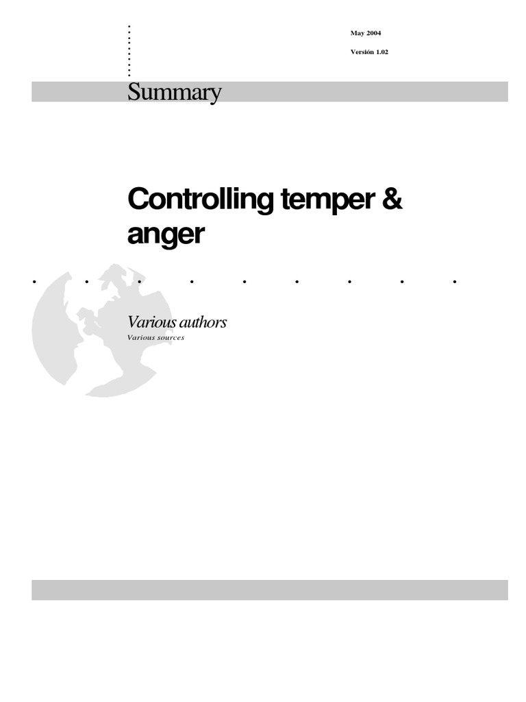 Controlling Temper Anger-SUMMA | PDF | Anger | Feeling