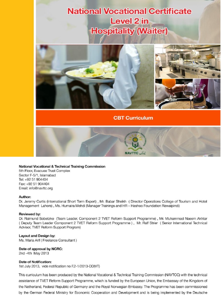 Curriculum For Waiter | PDF | Waiting Staff | Hygiene
