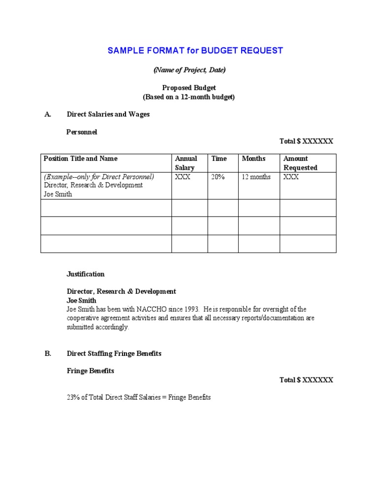 Proposed Budget Request & Justification | PDF | Human Resources ...