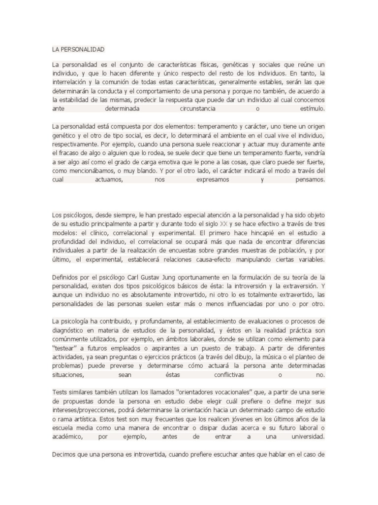Tipos y características de la personalidad | PDF | Temperamento | Sicología