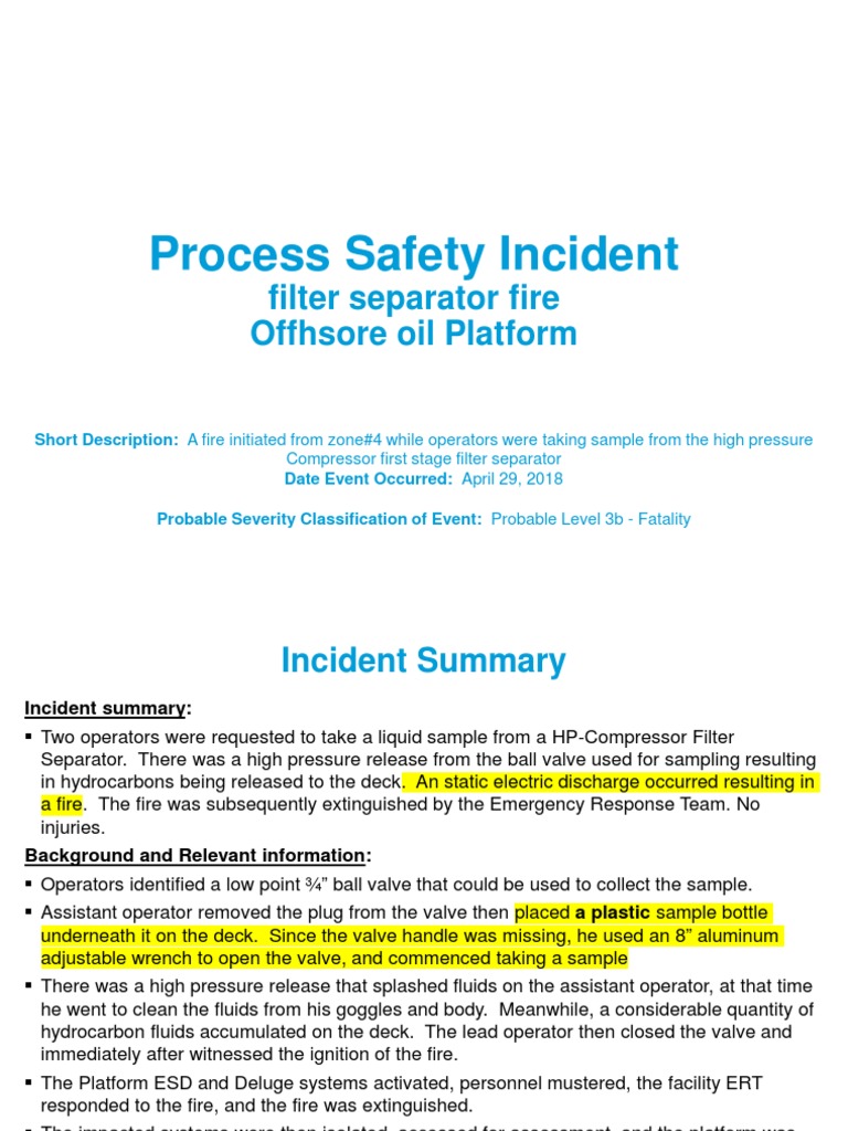 Incident Lessons Learned - Compressor Static Fire April 2018 | PDF ...