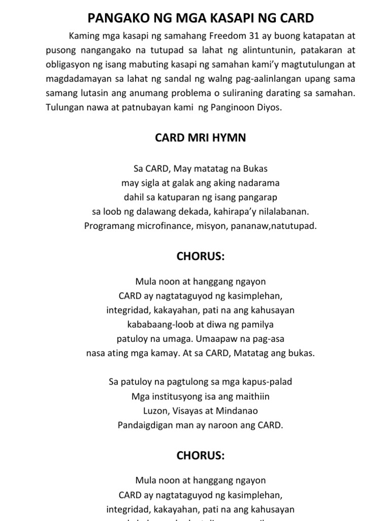 Pangako NG Mga Kasapi NG Card | PDF