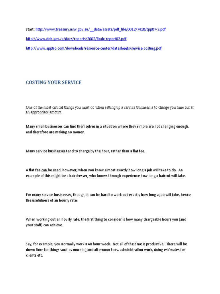 Costing Your Service | PDF | Cost Accounting | Customer