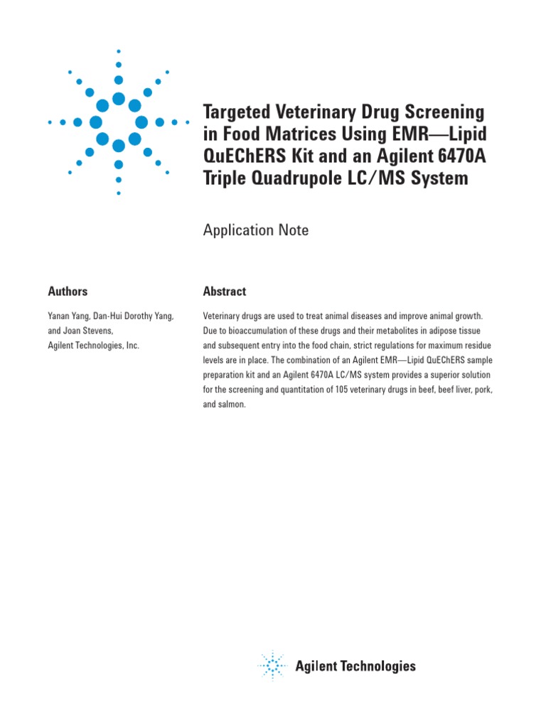 Targeted Veterinary Drug Screening in Food Matrices Using Emr-Lipid ...
