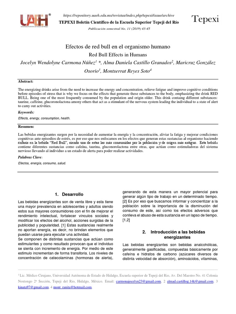 Efectos de Red Bull en El Organizmo Humano | PDF | Comida y bebida ...