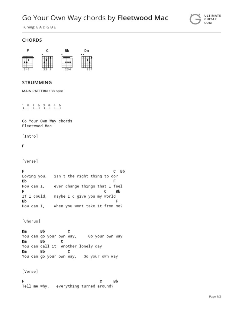 Go Your Own Way Chords | PDF