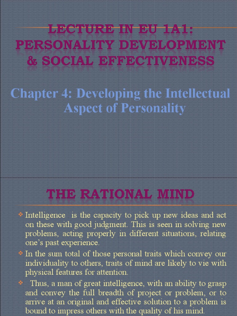 Developing Intellectual Personality | PDF | Test (Assessment) | Mind
