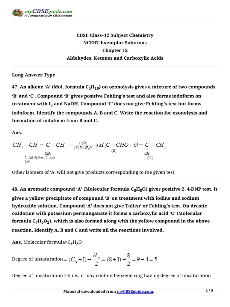 Chemistry Important Questions | PDF | Aldehyde | Chemical Reactions