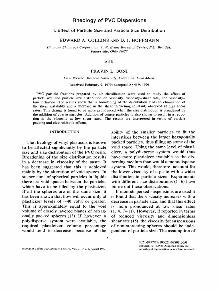 Rheology of PVC Dispersions | PDF | Rheology | Viscosity