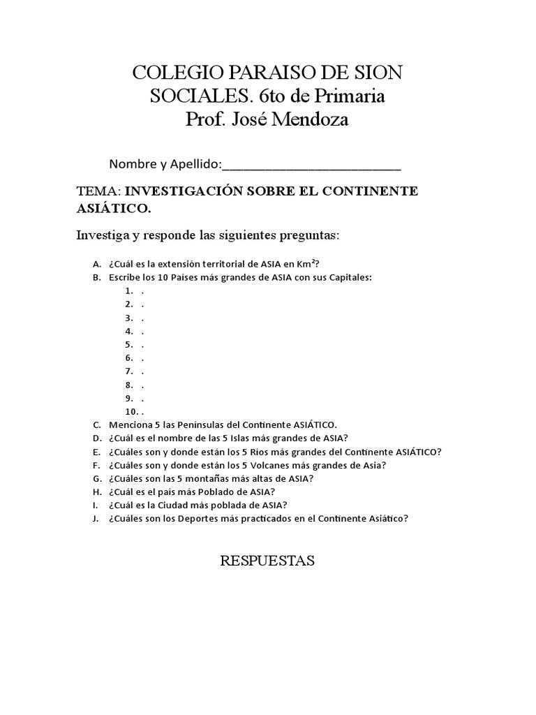 Preguntas de Asia | PDF