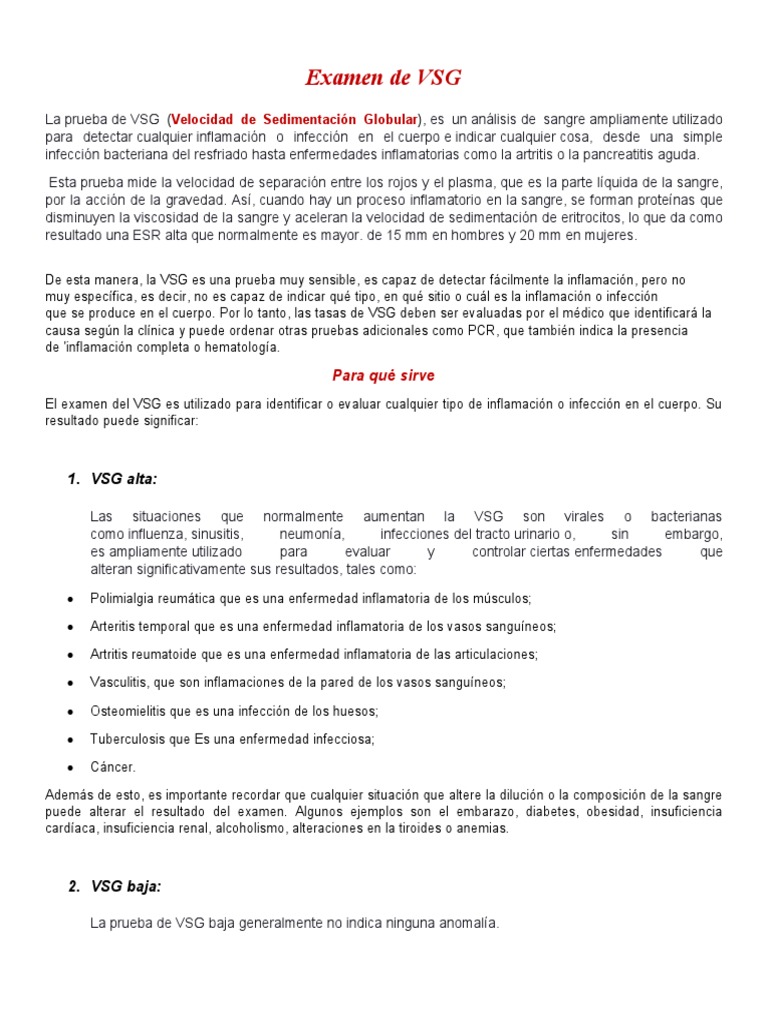 Examen de VSG-PCR | PDF | Proteína C-reactiva | Inflamación