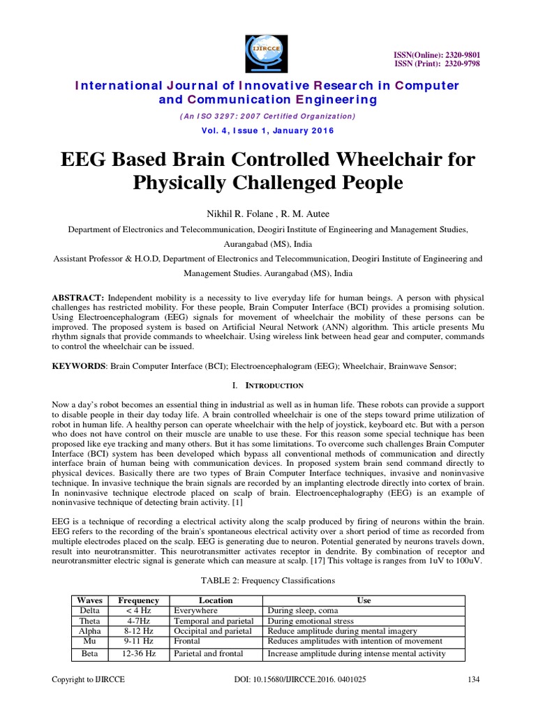 EEG Based Brain Controlled Wheelchair For Physically Challenged People ...