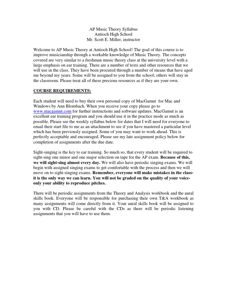 AHS AP Music Theory (Revised) | PDF | Scale (Music) | Interval (Music)