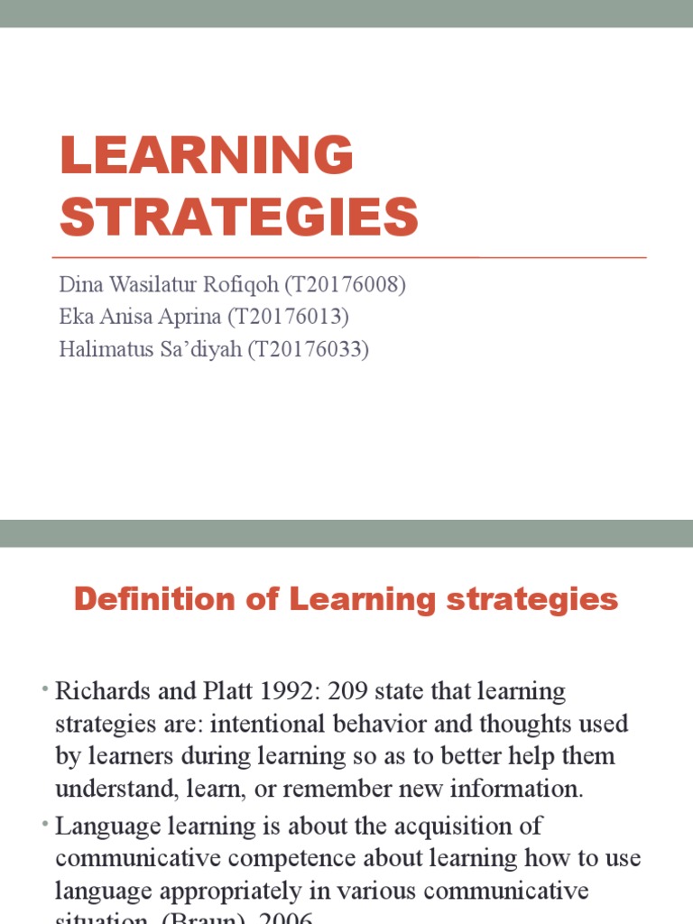 Overview of Learning Strategies | PDF | Memory | Learning Styles