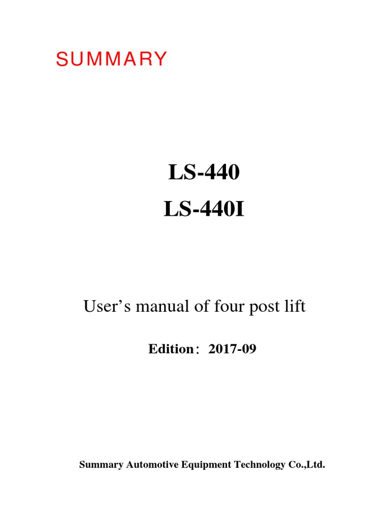 LS-440 (440I) User's Manual - English PDF | PDF | Elevator | Screw