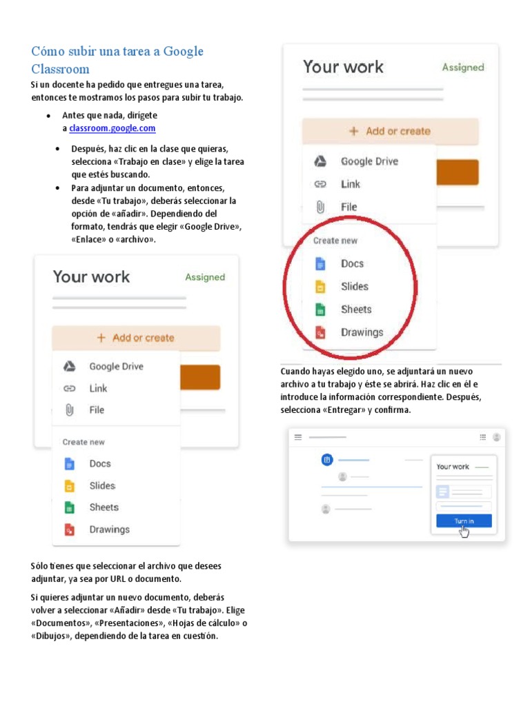 Cómo Subir Tareas en Google Classroom | PDF