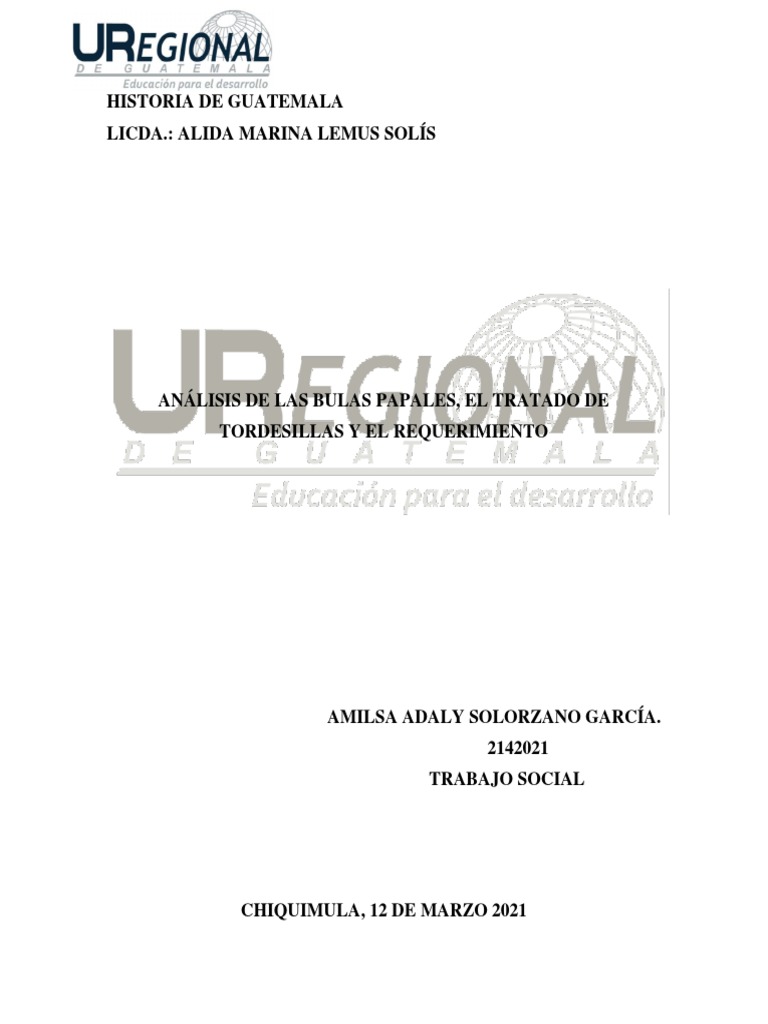 Análisis de Las Bulas Papales, El Tratado de Tordesillas y El ...