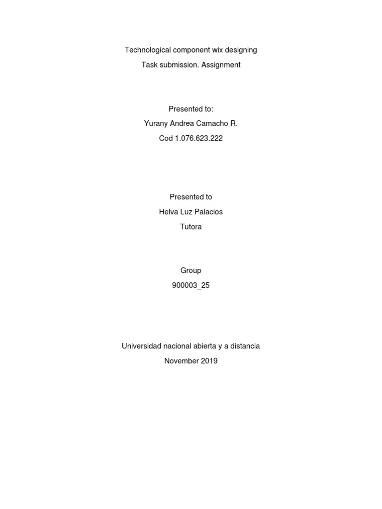 Technological Component Wix Designing Task Submission. Assignment | PDF