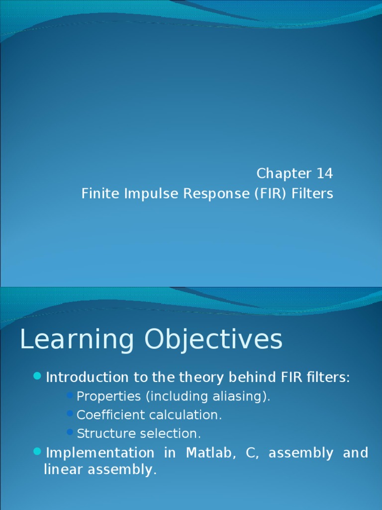 Finite Impulse Response Fir Filters Pdf Signal Processing